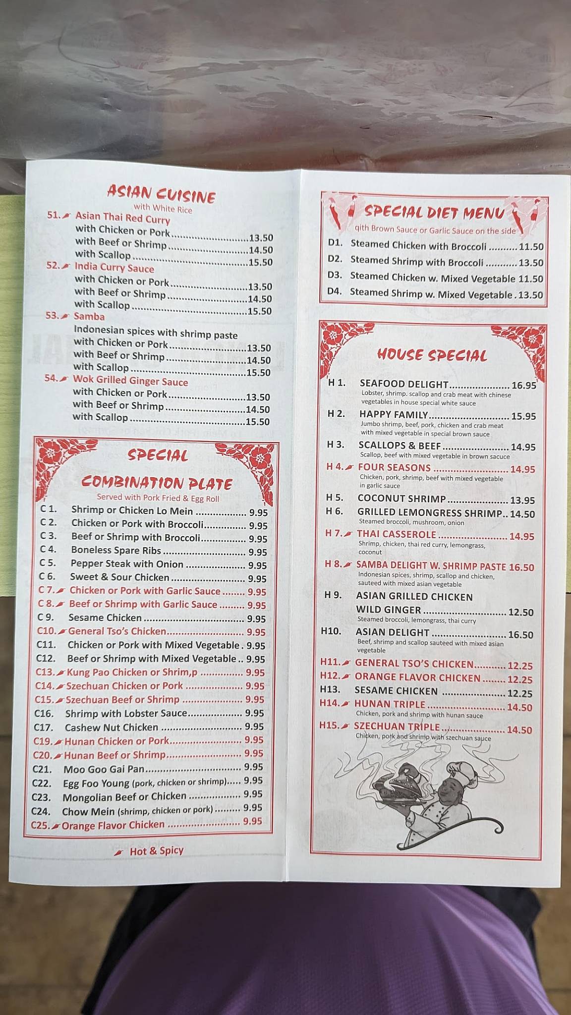 Menu at Asian Kitchen restaurant, Vicksburg