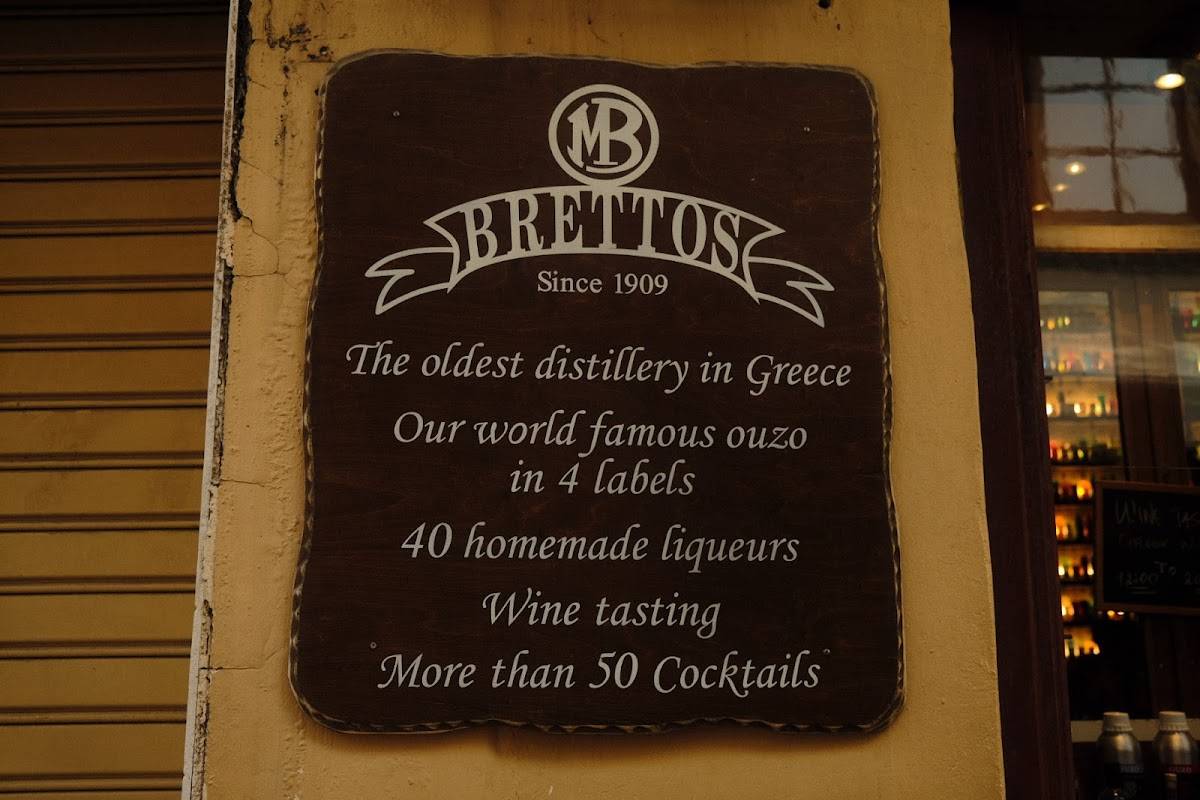 Menu at Brettos bar, Athens