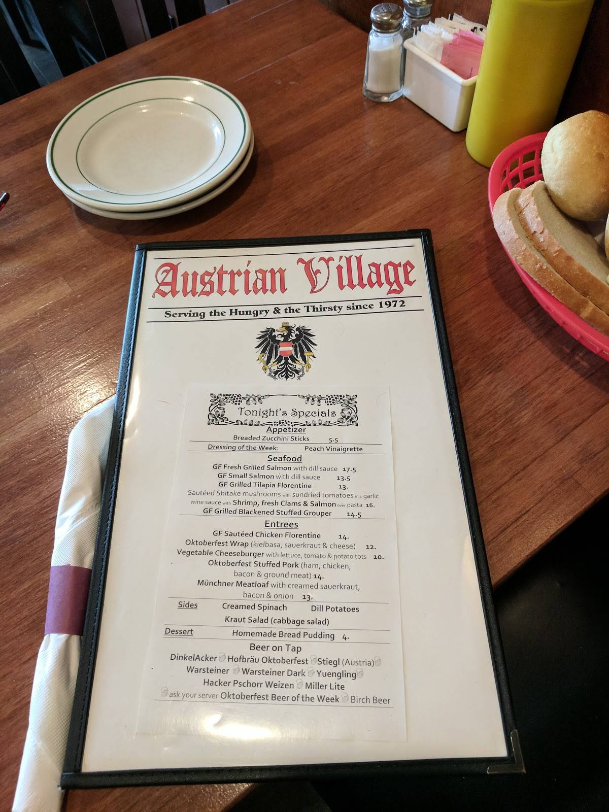 Menu at Austrian Village Bar & Restaurant, Rockledge
