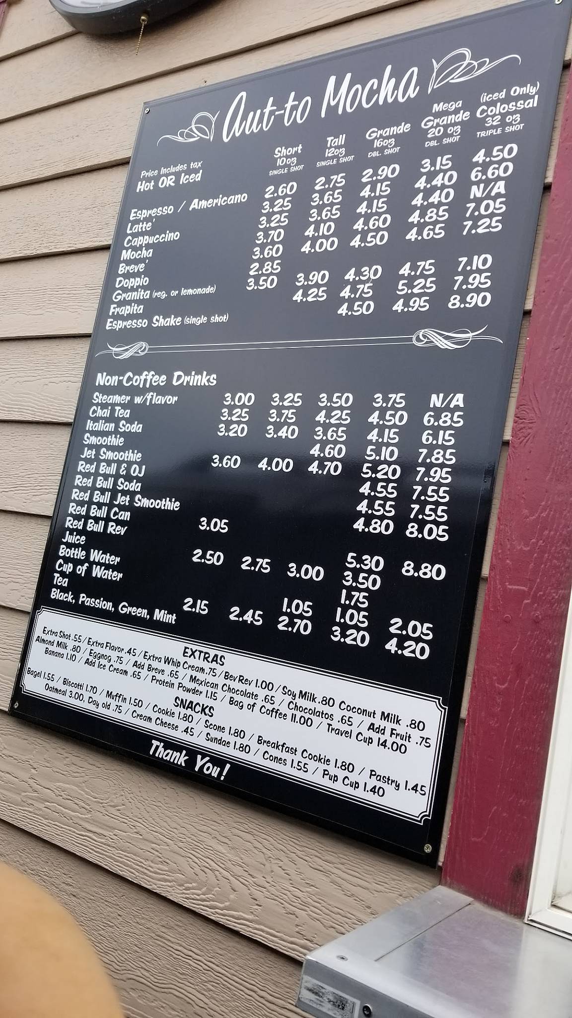 Menu at Aut-to Mocha, East Wenatchee, 220 Grant Rd