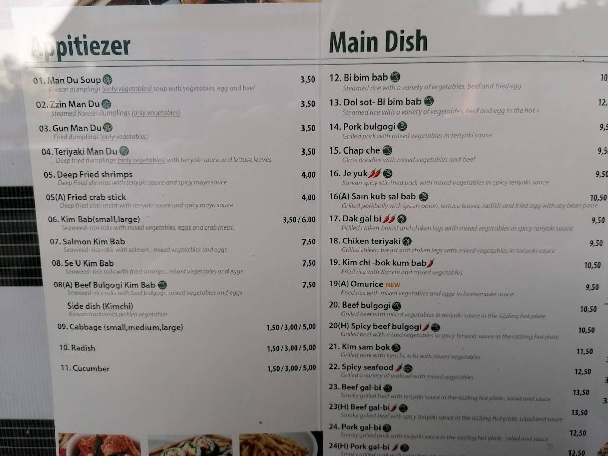 Menu at BAB Korean Restaurant, Grafenwöhr