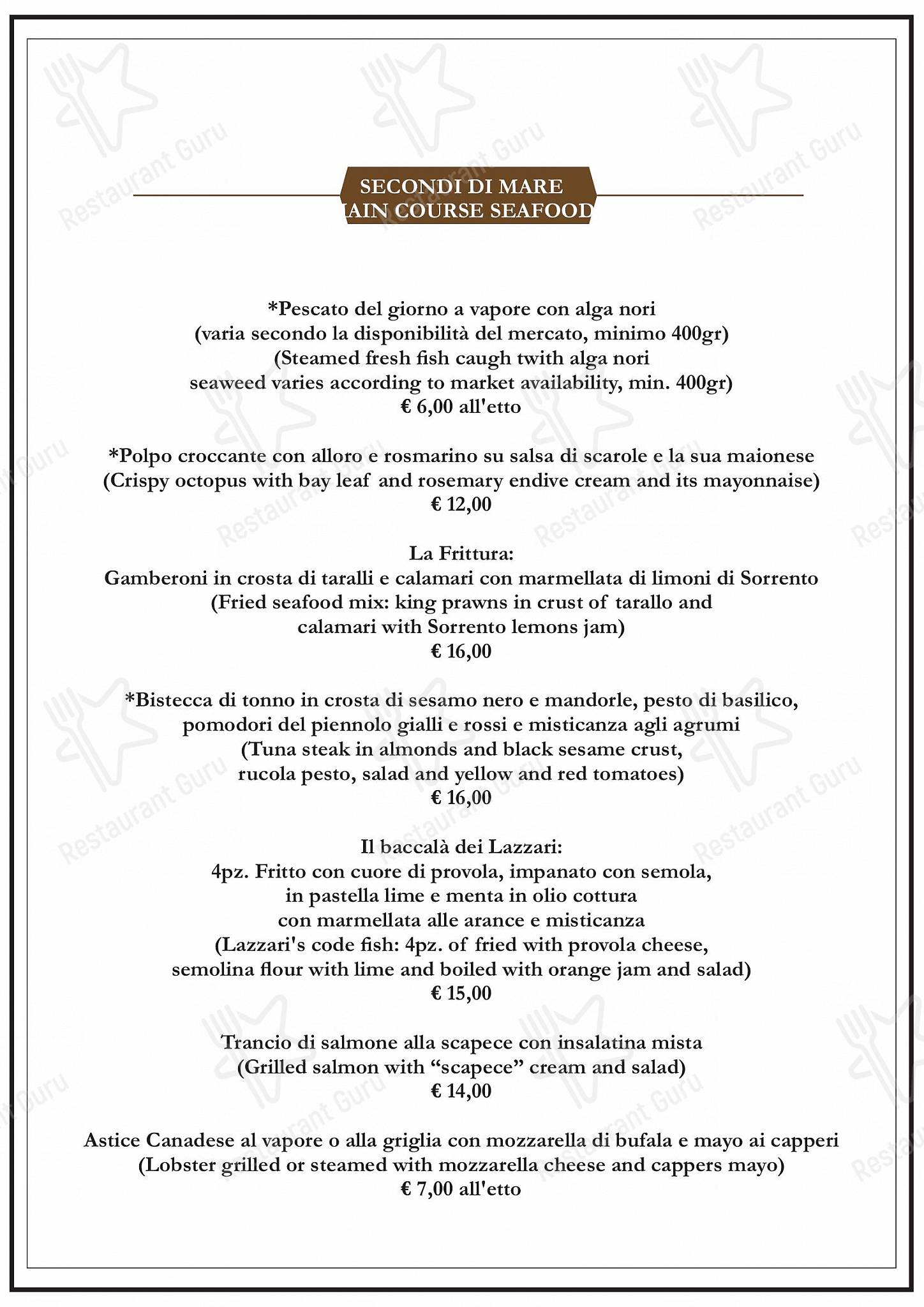 Menu da La Cantina dei Lazzari ristorante con griglia, Napoli, Via ...