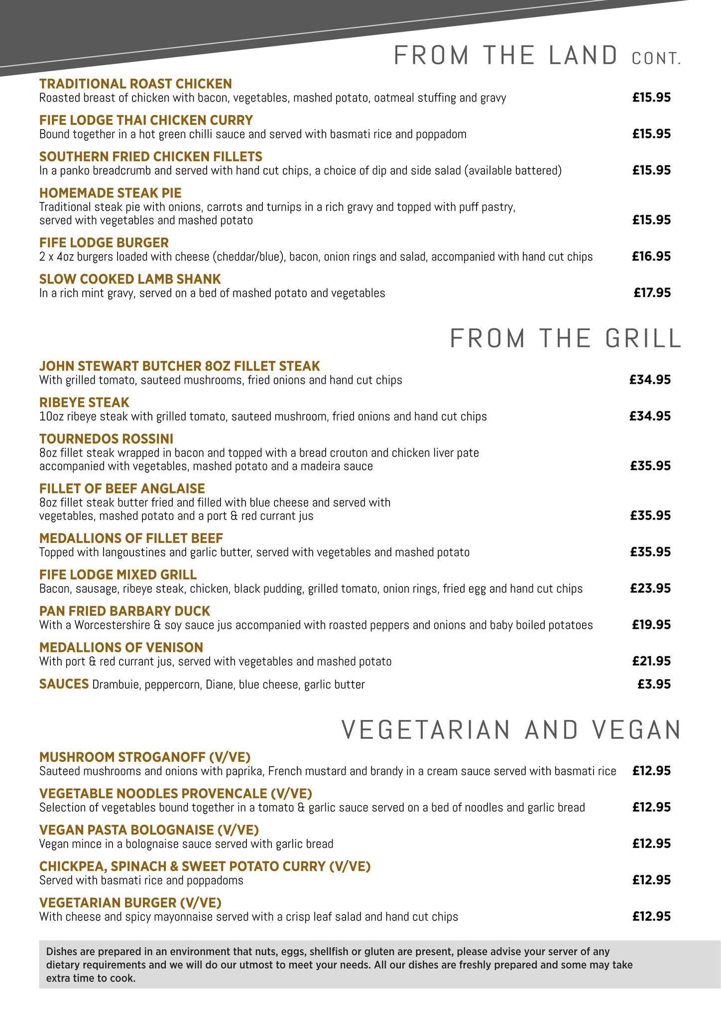 Menu at Fife Lodge Hotel pub & bar, Banff