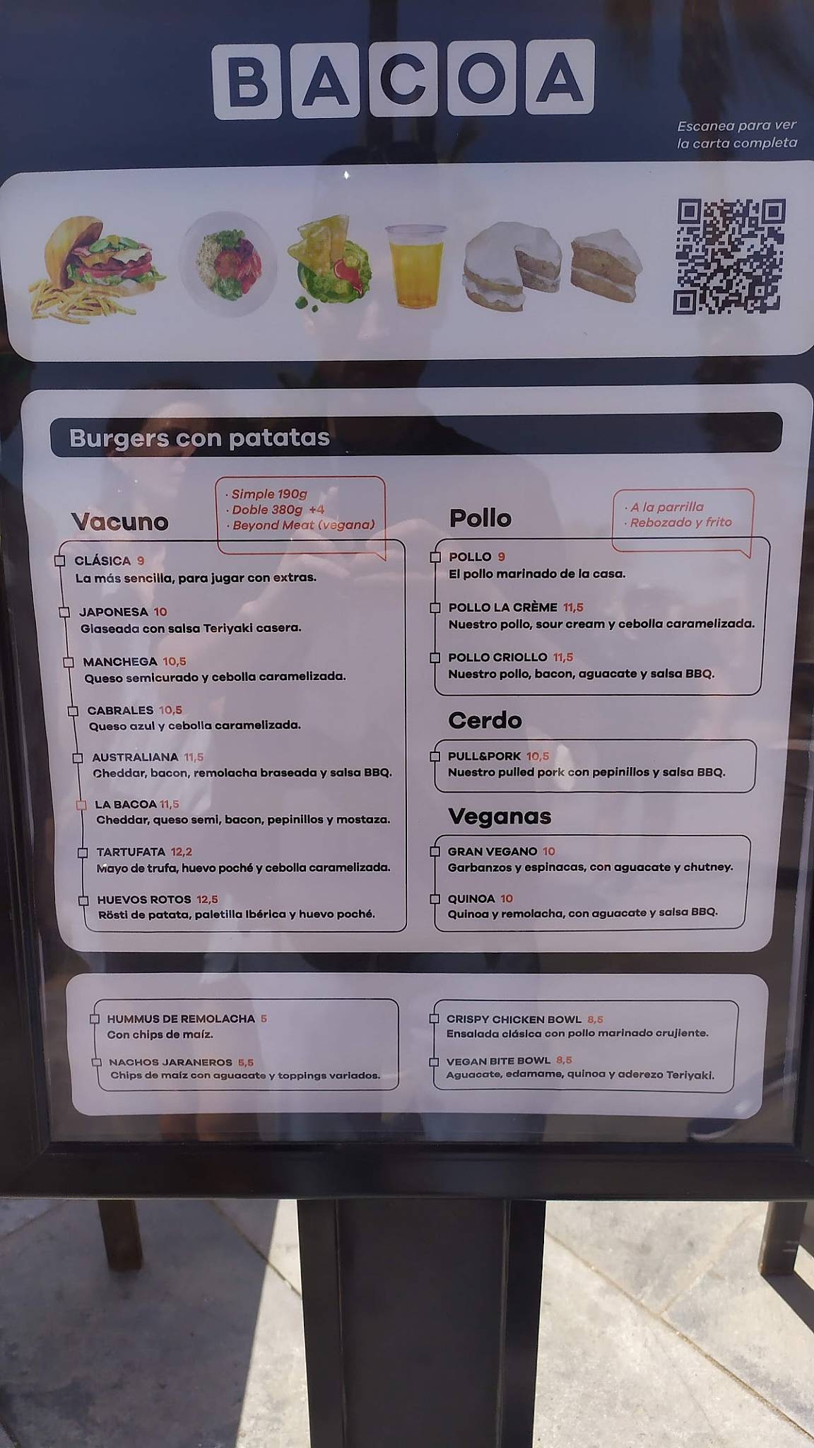 Carta de Bacoa Burger Barceloneta Hamburgueseria a Barcelona, Barcelona ...