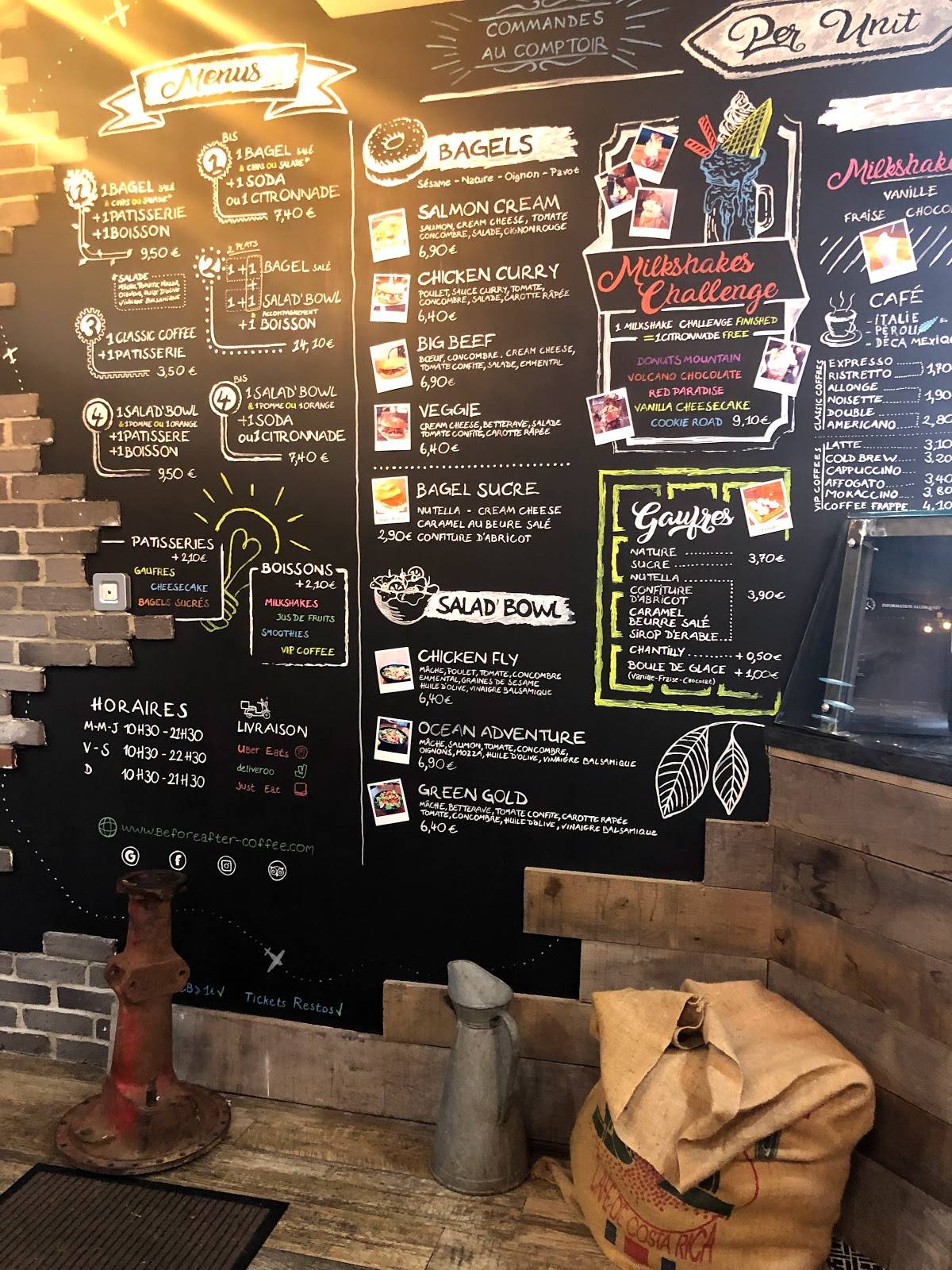 Carta del restaurante Before After Coffee, Palaiseau