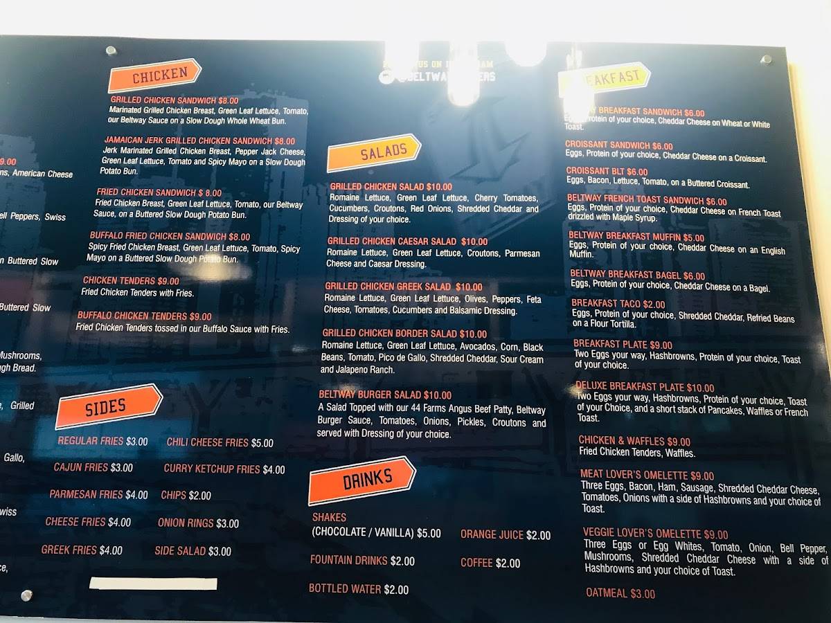 Menu at Beltway Burgers & Bites restaurant, Houston