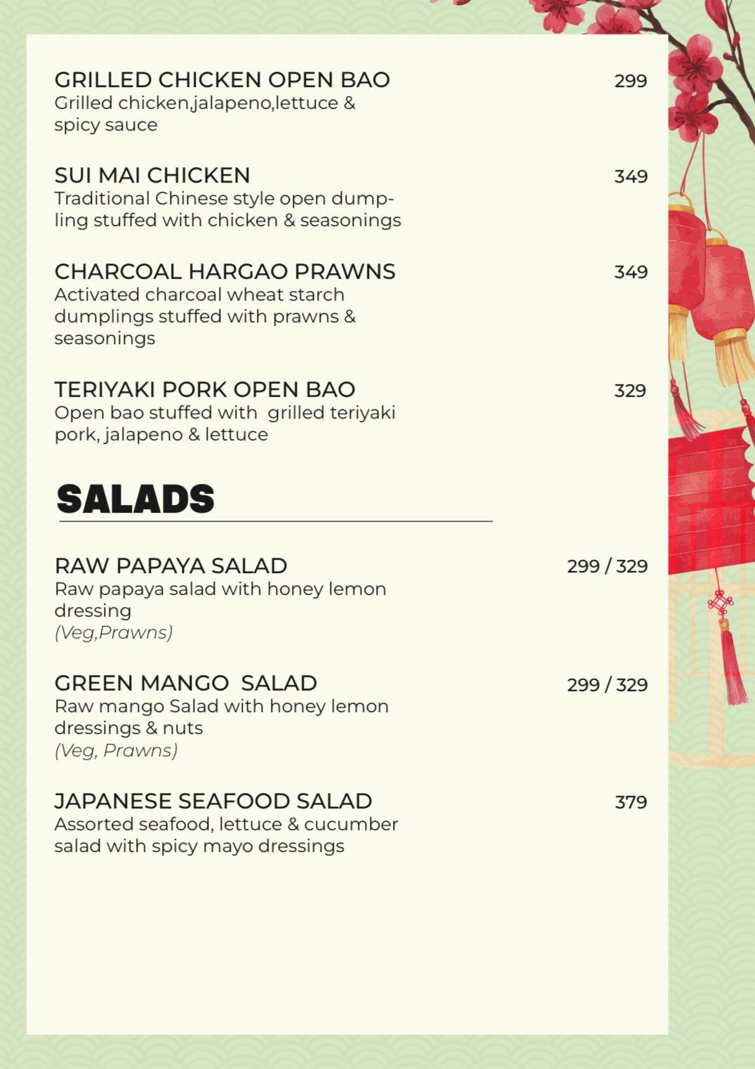 Menu at Kyba, Bengaluru