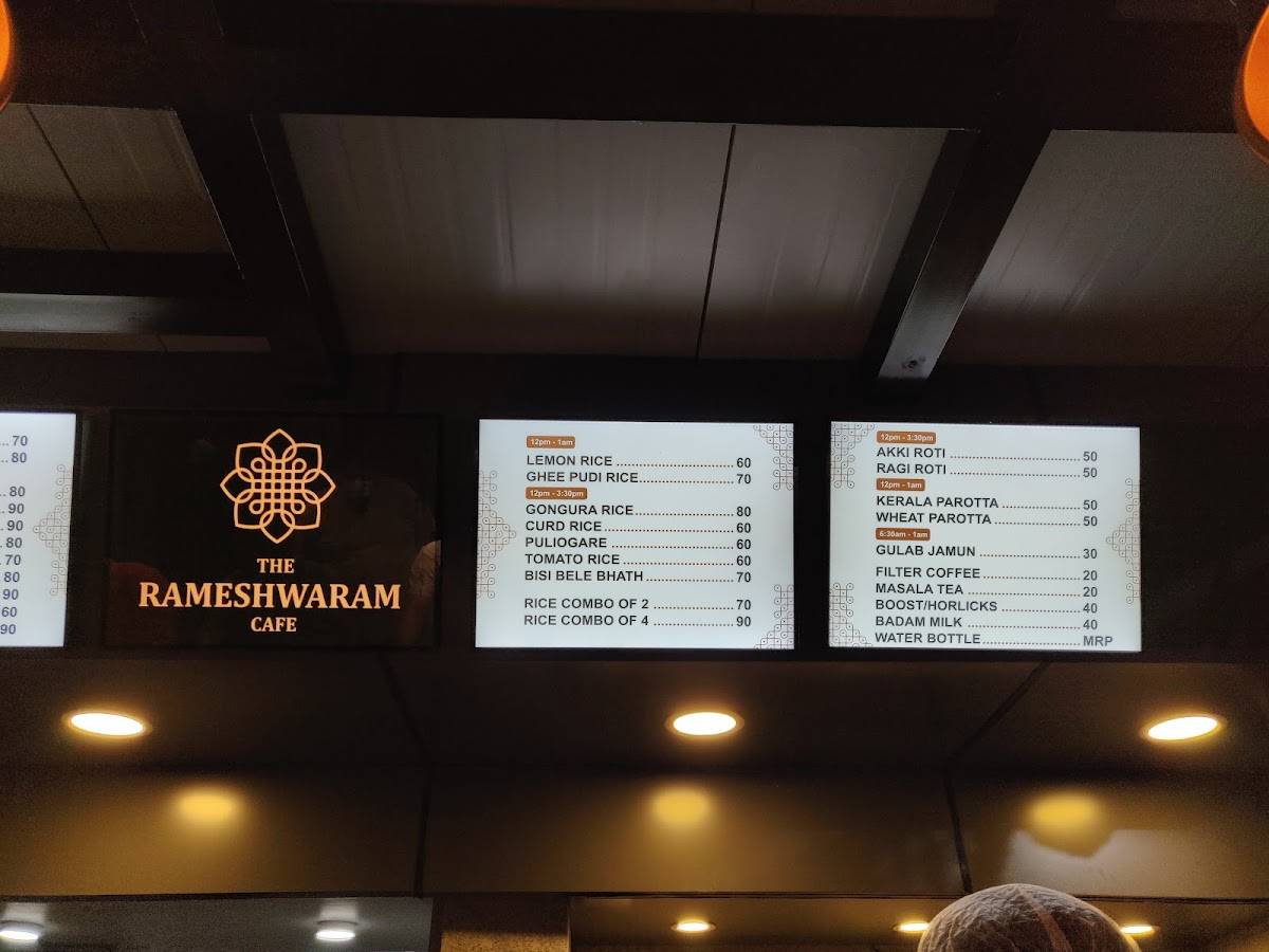 Menu at The Rameshwaram Cafe @ Indiranagar, Bengaluru