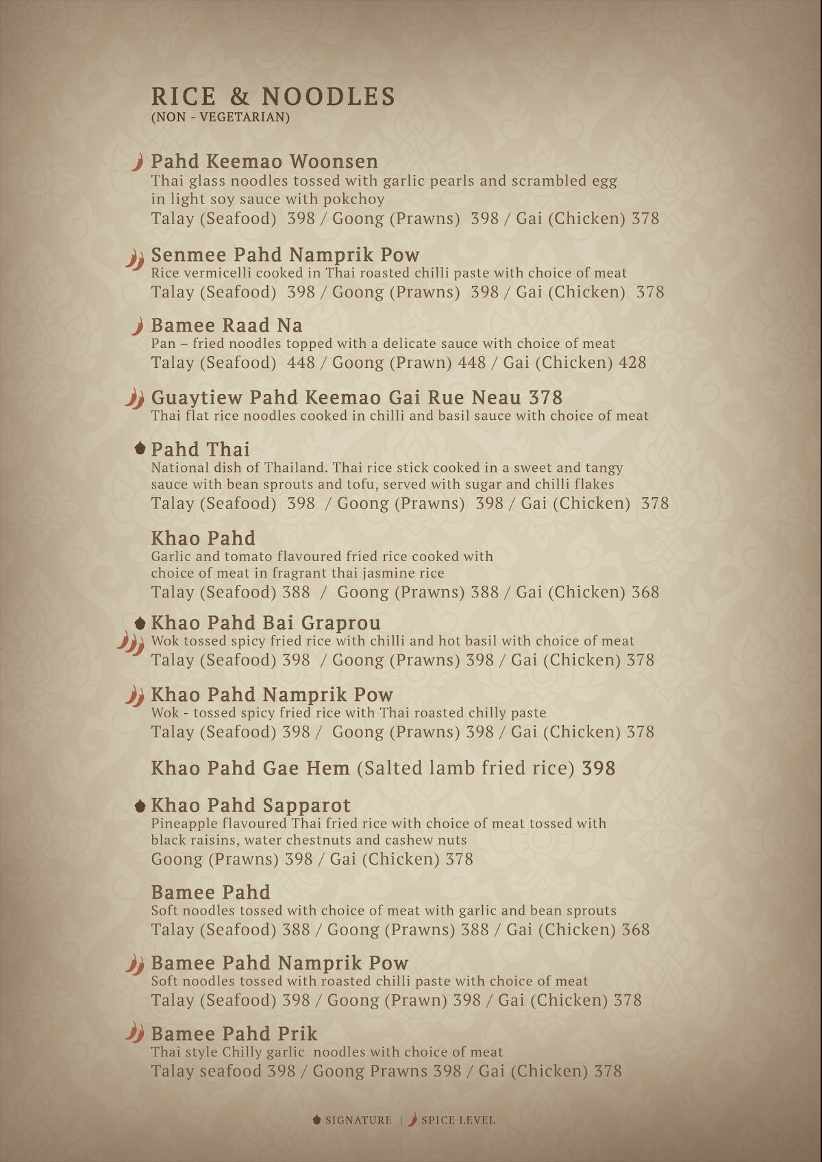 Menu at Benjarong - Thai Restaurant, Chennai, 146, TTK Road