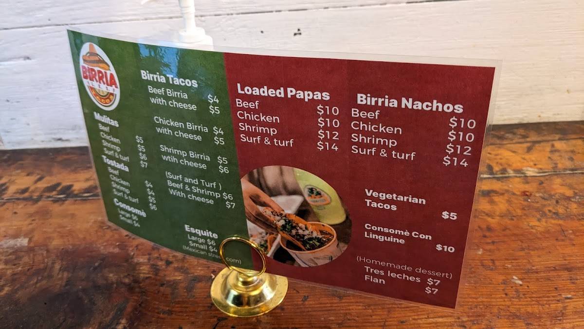 Menu at Birria LES restaurant, New York City, 127 Rivington St