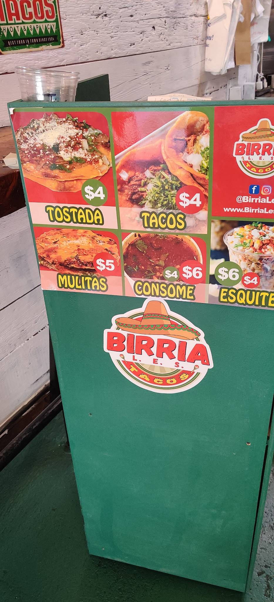 Menu at Birria LES restaurant, New York City, 127 Rivington St