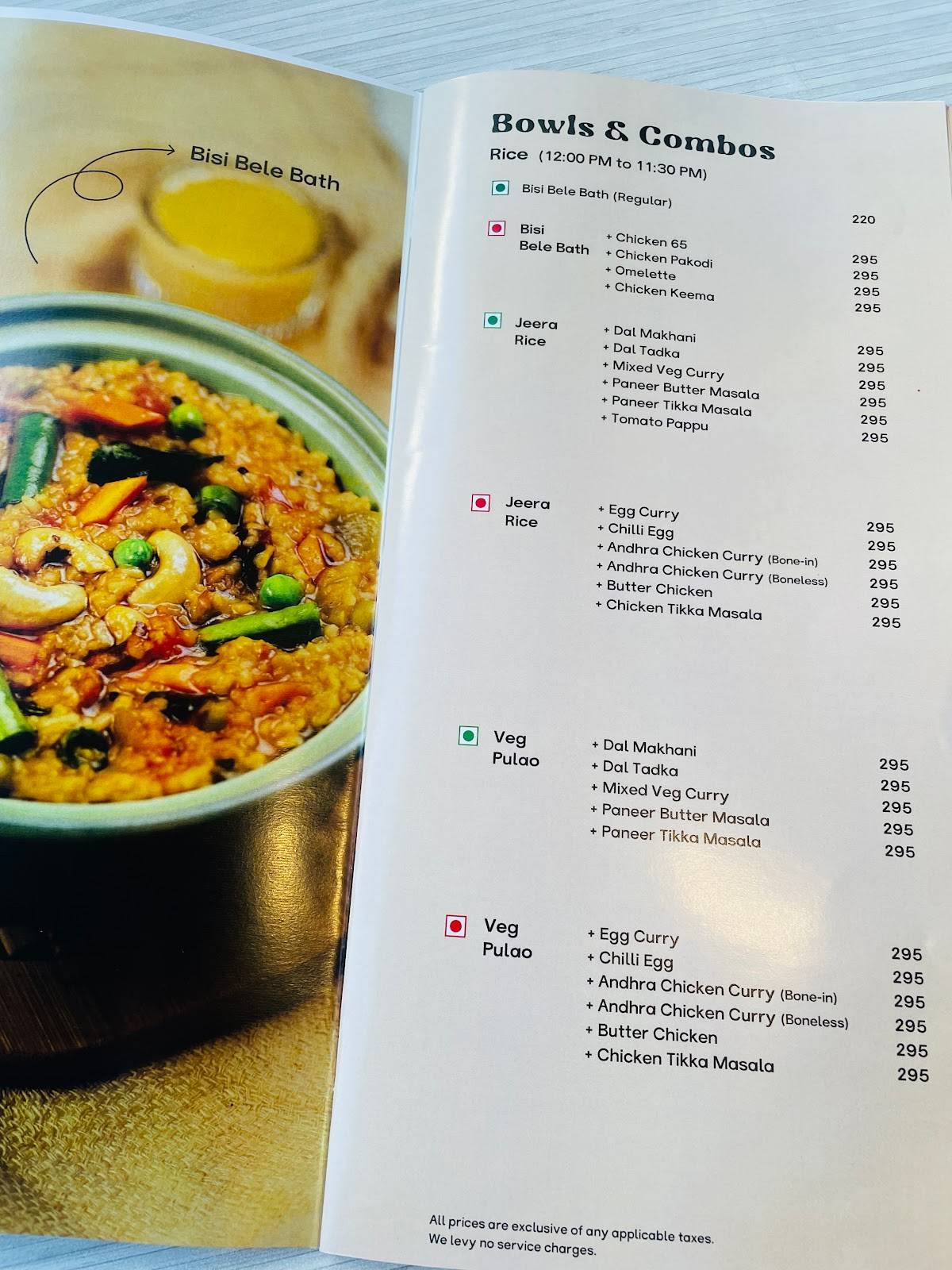 Menu at Bisi Bisi South Indian Hyderabad, Hyderabad