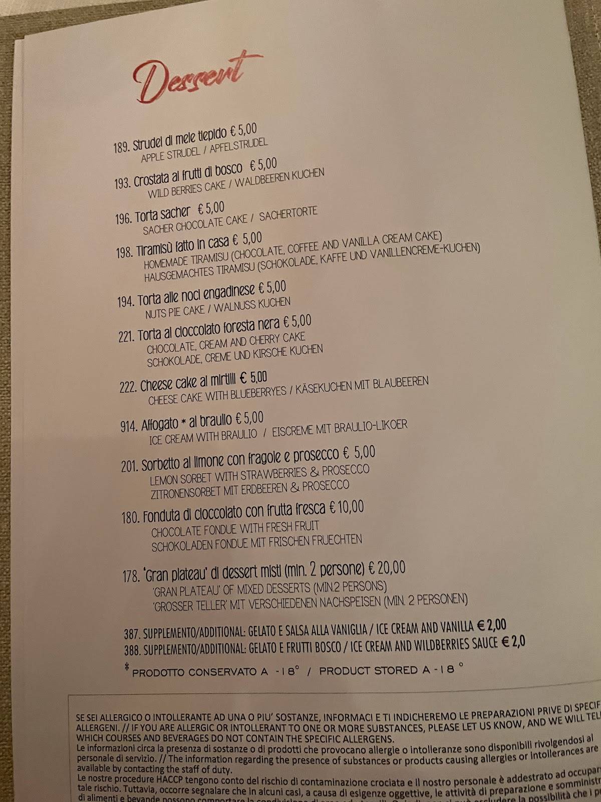 Speisekarte von Bivio Bistrot & Restaurant, Luwin, Via Plan