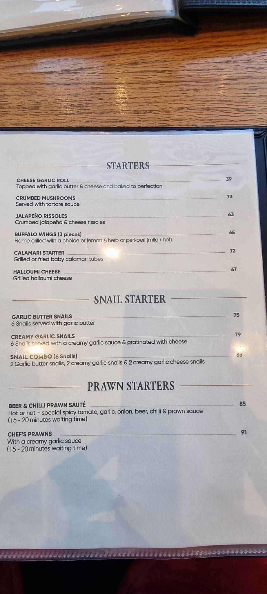 Menu at The Beef 'n Reef restaurant, Bloemfontein, Kenneth Kaunda Rd