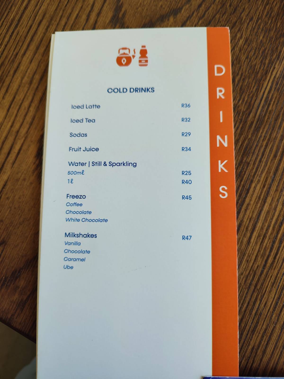 Menu at Blu Bam Boo restaurant, Johannesburg