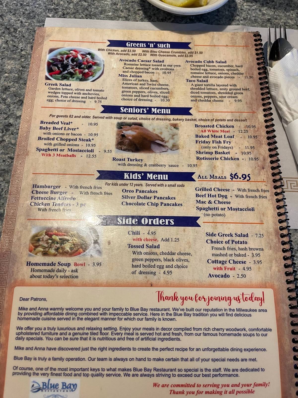 Menu at Blue Bay Restaurant, Mukwonago