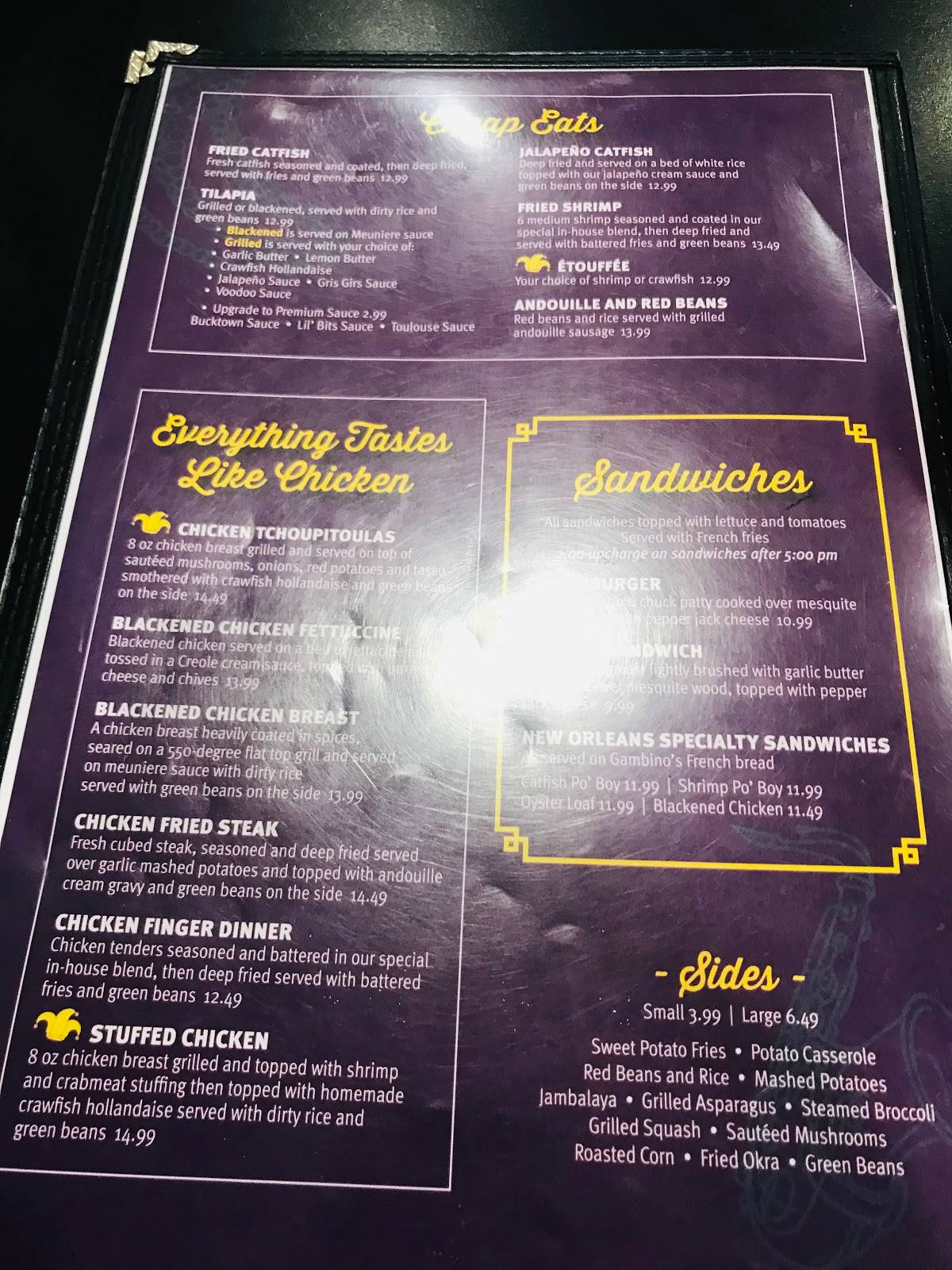 Menu at Boo-Ray's of New Orleans restaurant, Hudson Oaks, 201 Hudson ...