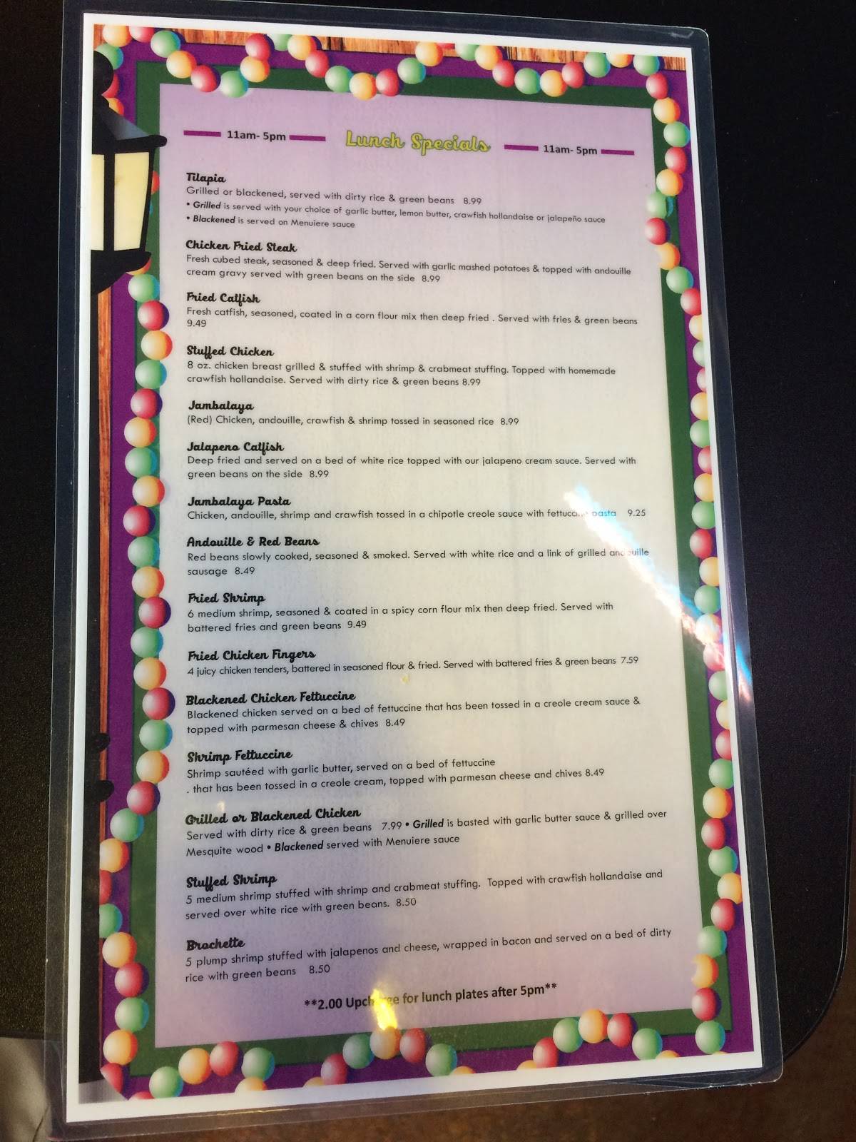 Menu at Boo-Ray's of New Orleans restaurant, Hudson Oaks, 201 Hudson ...