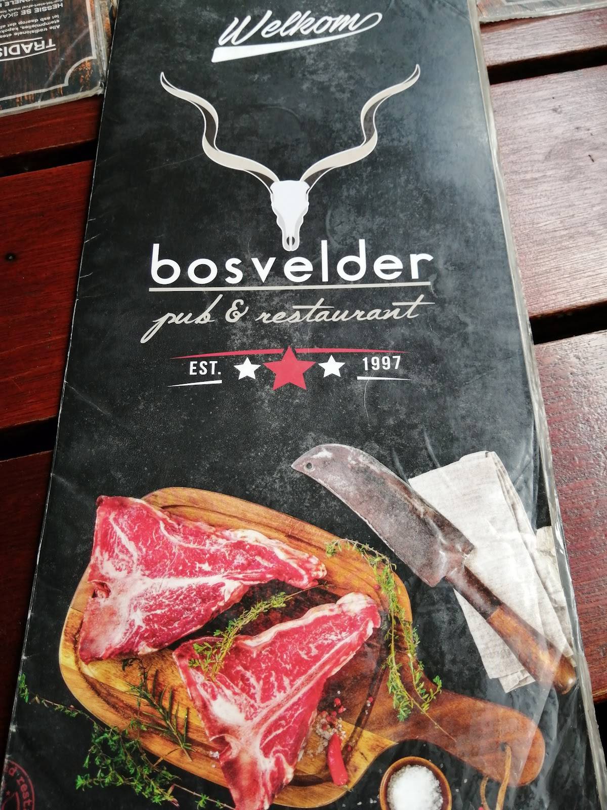 Menu at Bosvelder Pub & Restaurant, Centurion