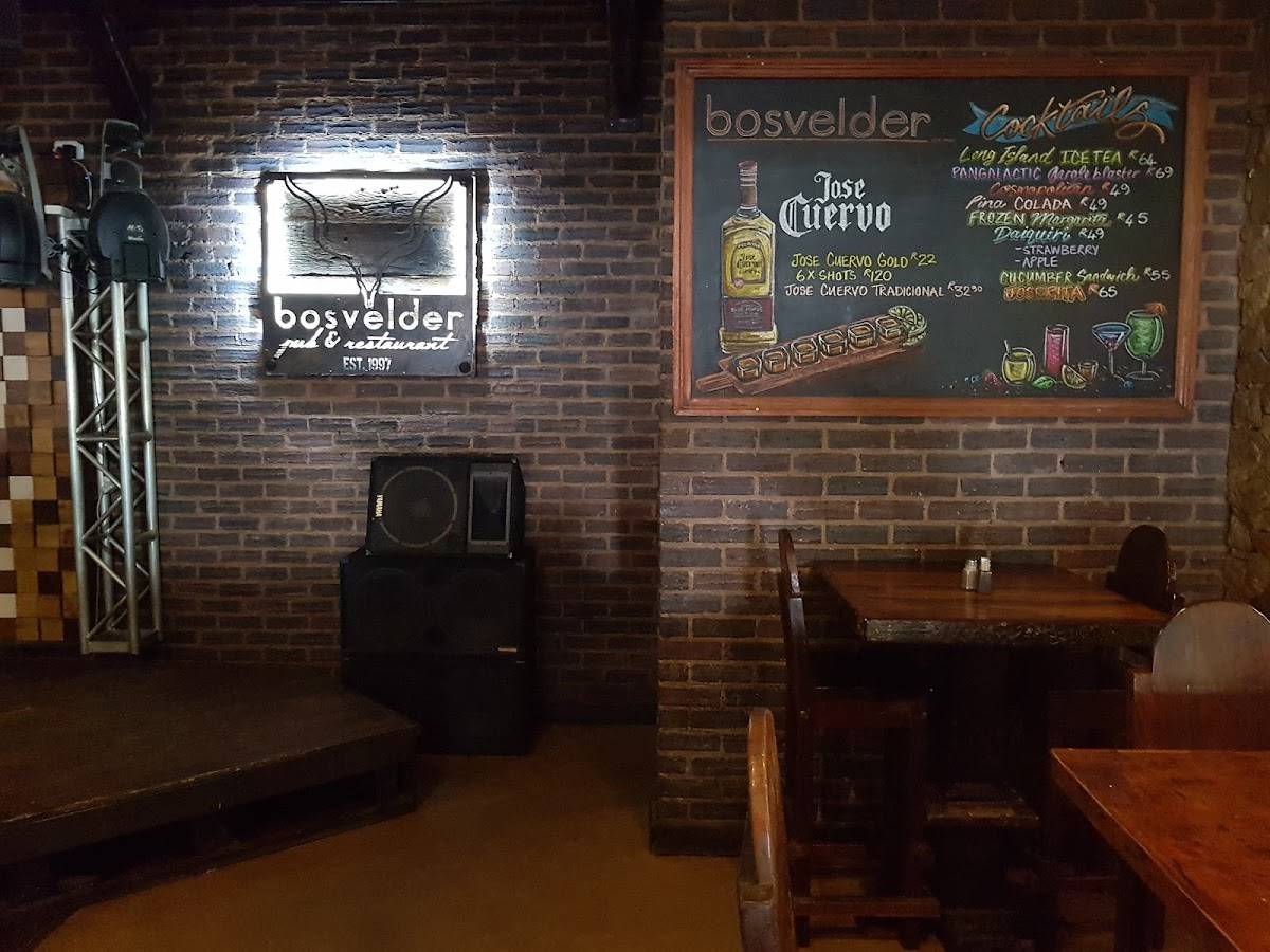 Menu at Bosvelder Pub & Restaurant, Centurion