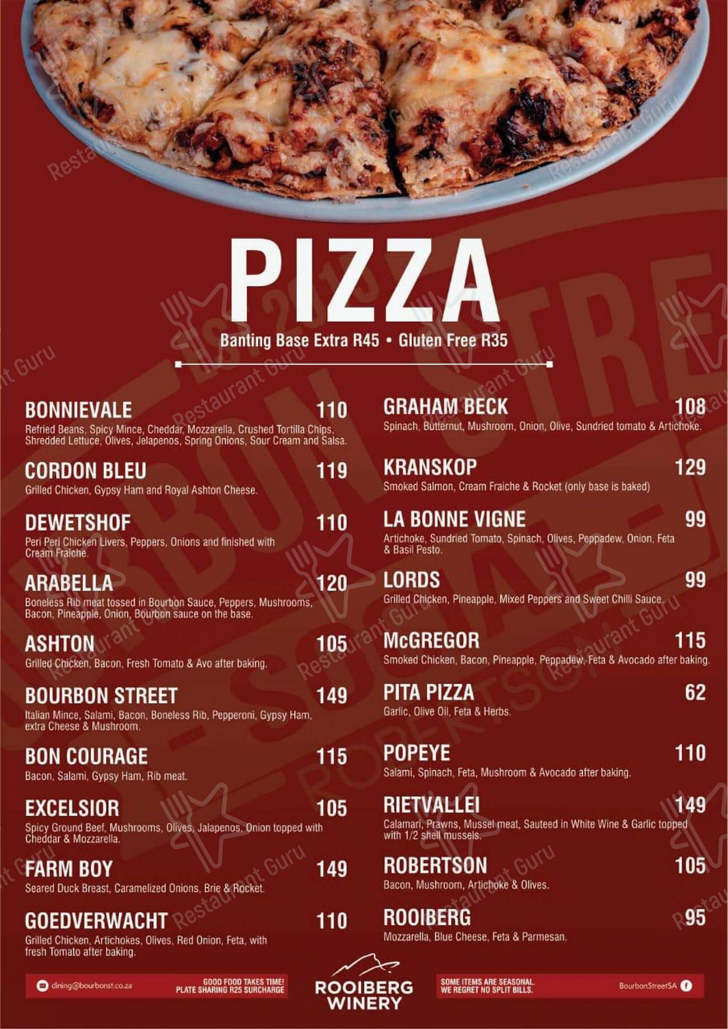 Menu at Bourbon Street Robertson restaurant, Robertson