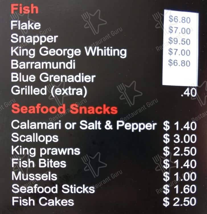 Menu at Brandon Park Fish & Chips fast food, Wheelers Hill