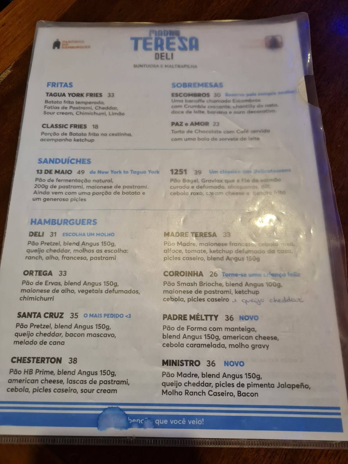 Menu em Madre Teresa Deli restaurante, Taguatinga