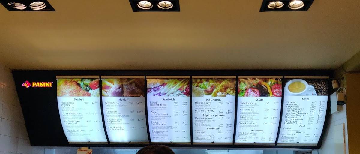 Menu at Panini, Brașov, Bulevardul 15 Noiembrie 40