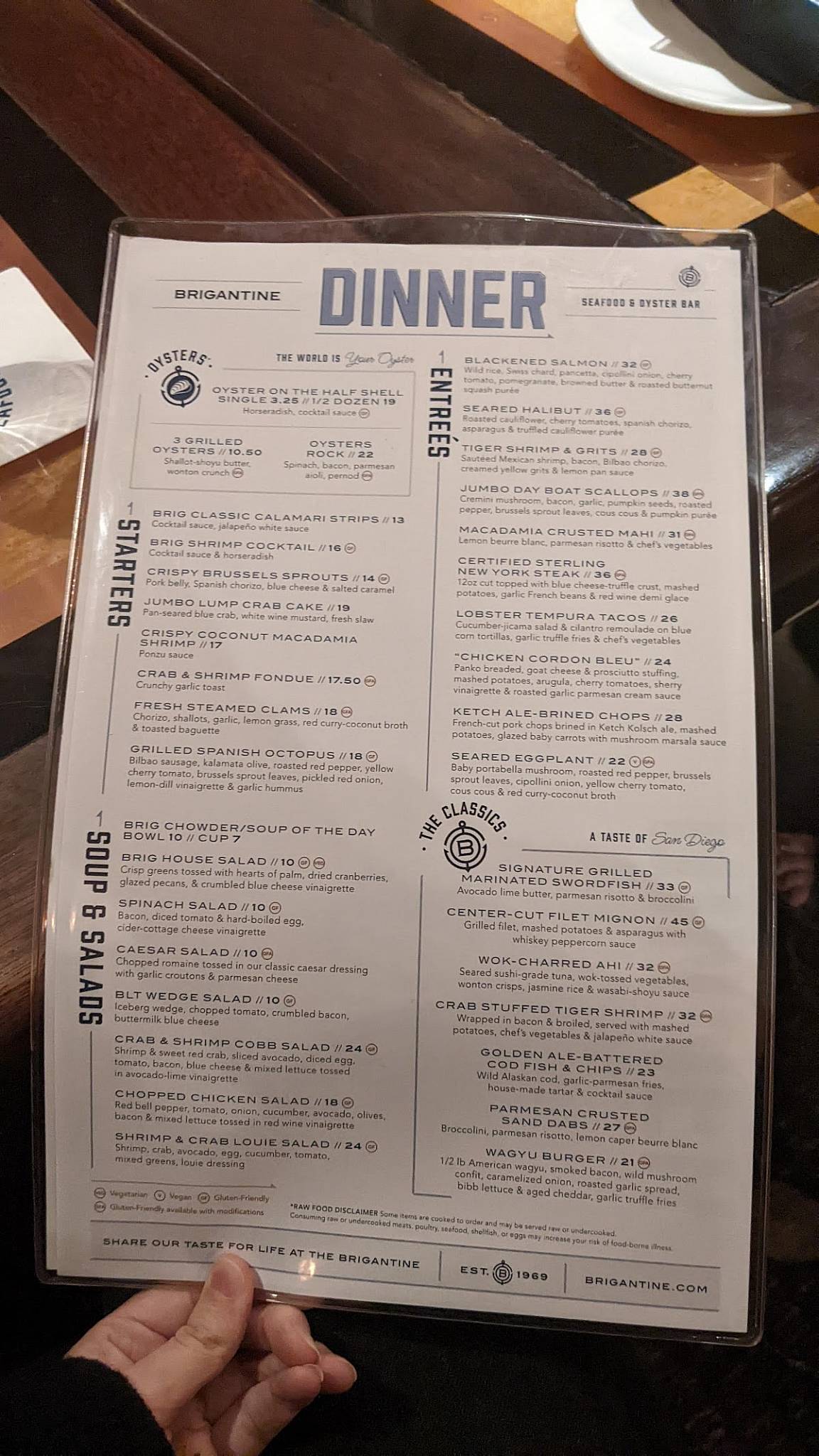 Menu at Brigantine Seafood & Oyster Bar, Poway, Poway Rd