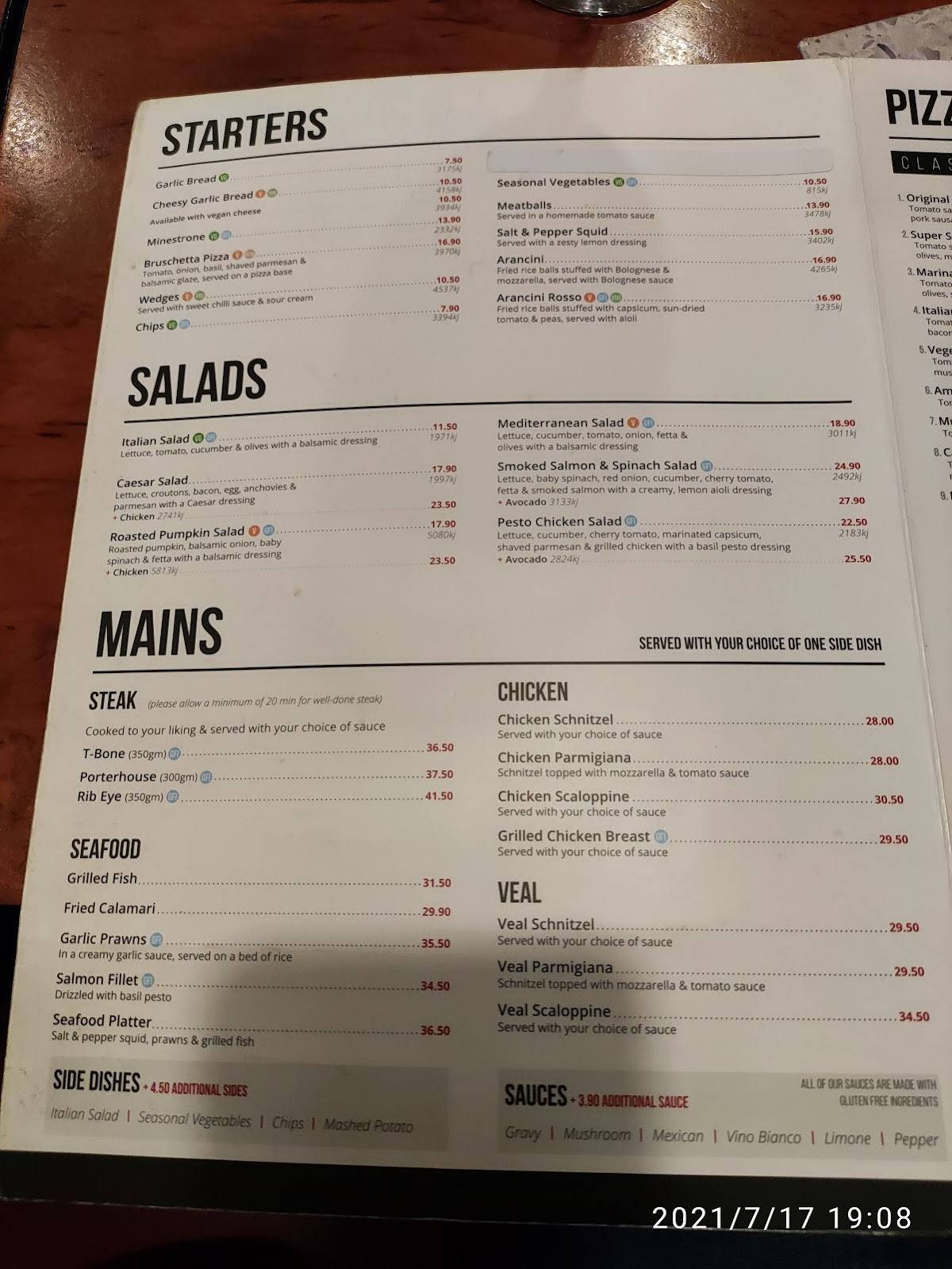 Menu at La Porchetta Restaurant Broadbeach, Broadbeach, The Phoenician ...