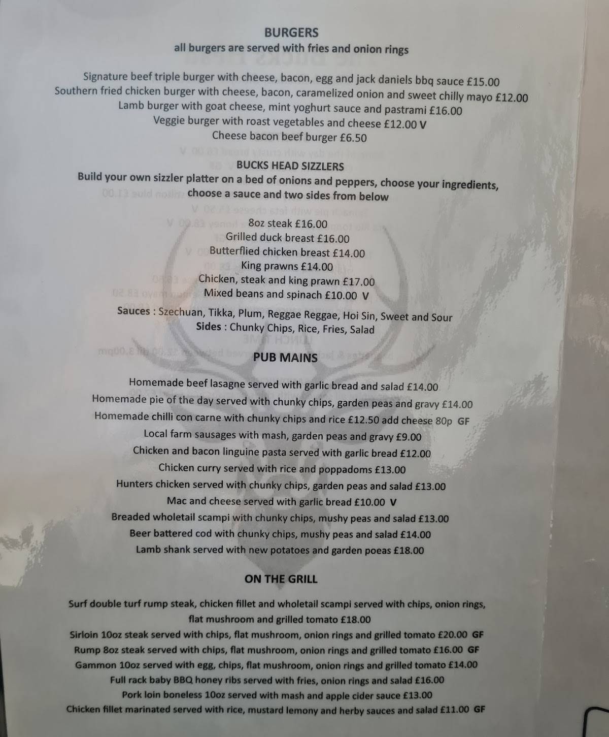 Menu at Bucks Head pub & bar, Church Stretton