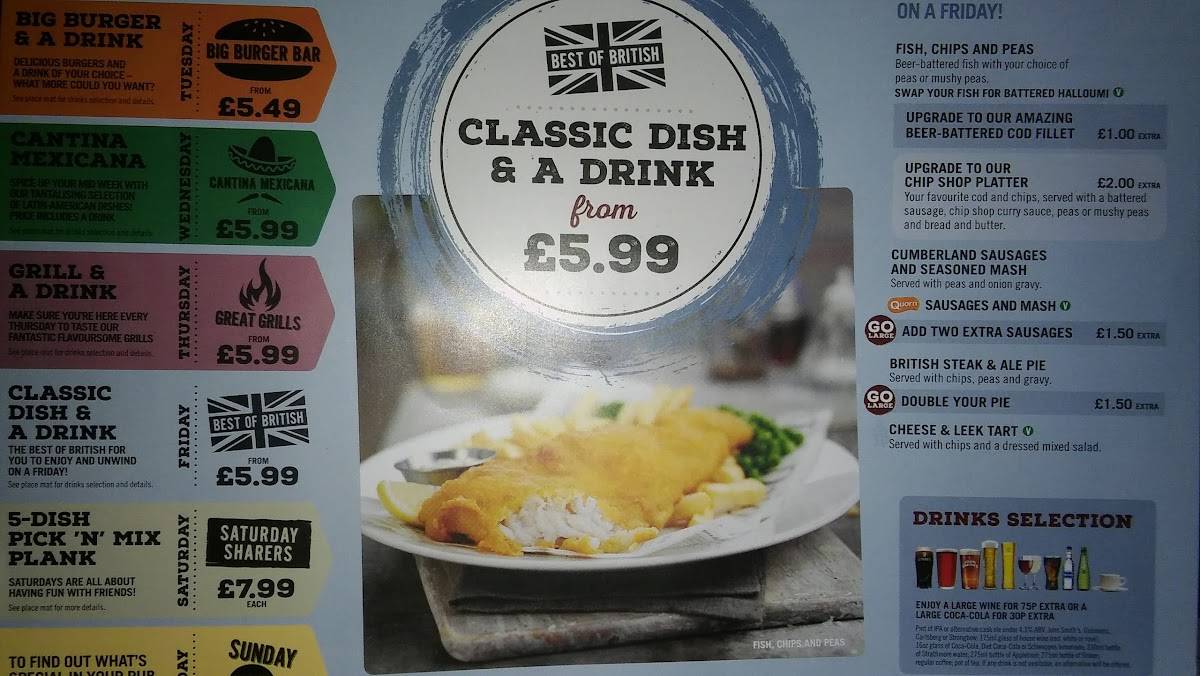 Menu at Bulls Head pub & bar, Ashby-de-la-Zouch