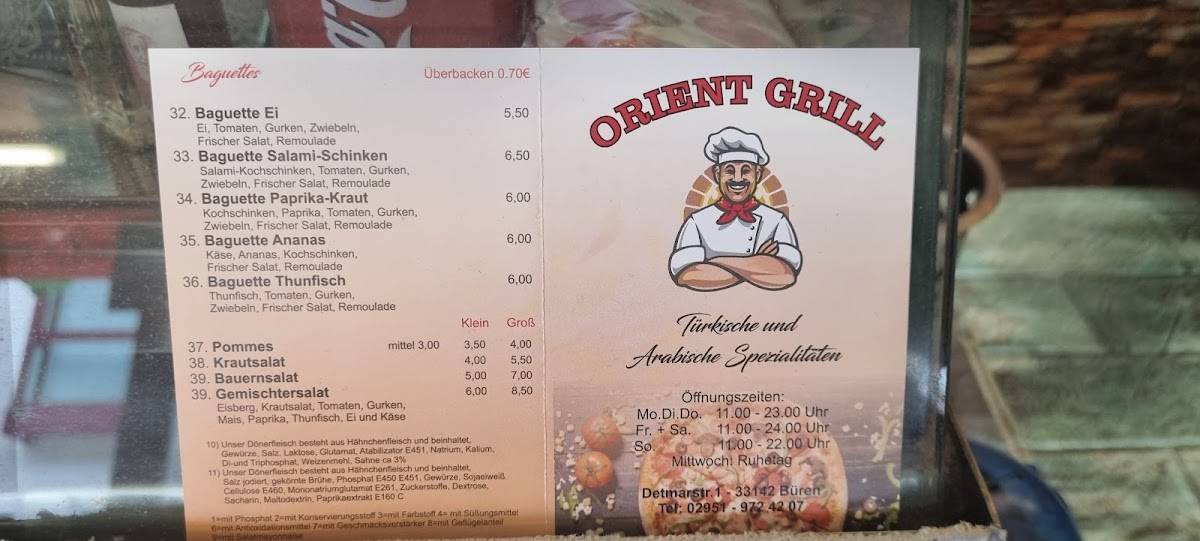 Speisekarte von Orient Grill restaurant, Büren