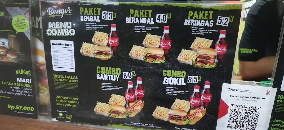 Menu at Burger Bangor Sampangan restaurant, Semarang