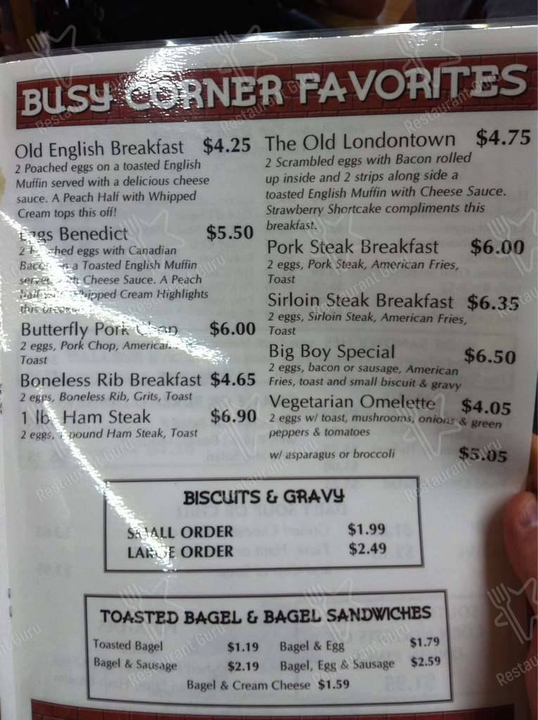 Menu at Busy Corner Restaurant In Pekin, Pekin