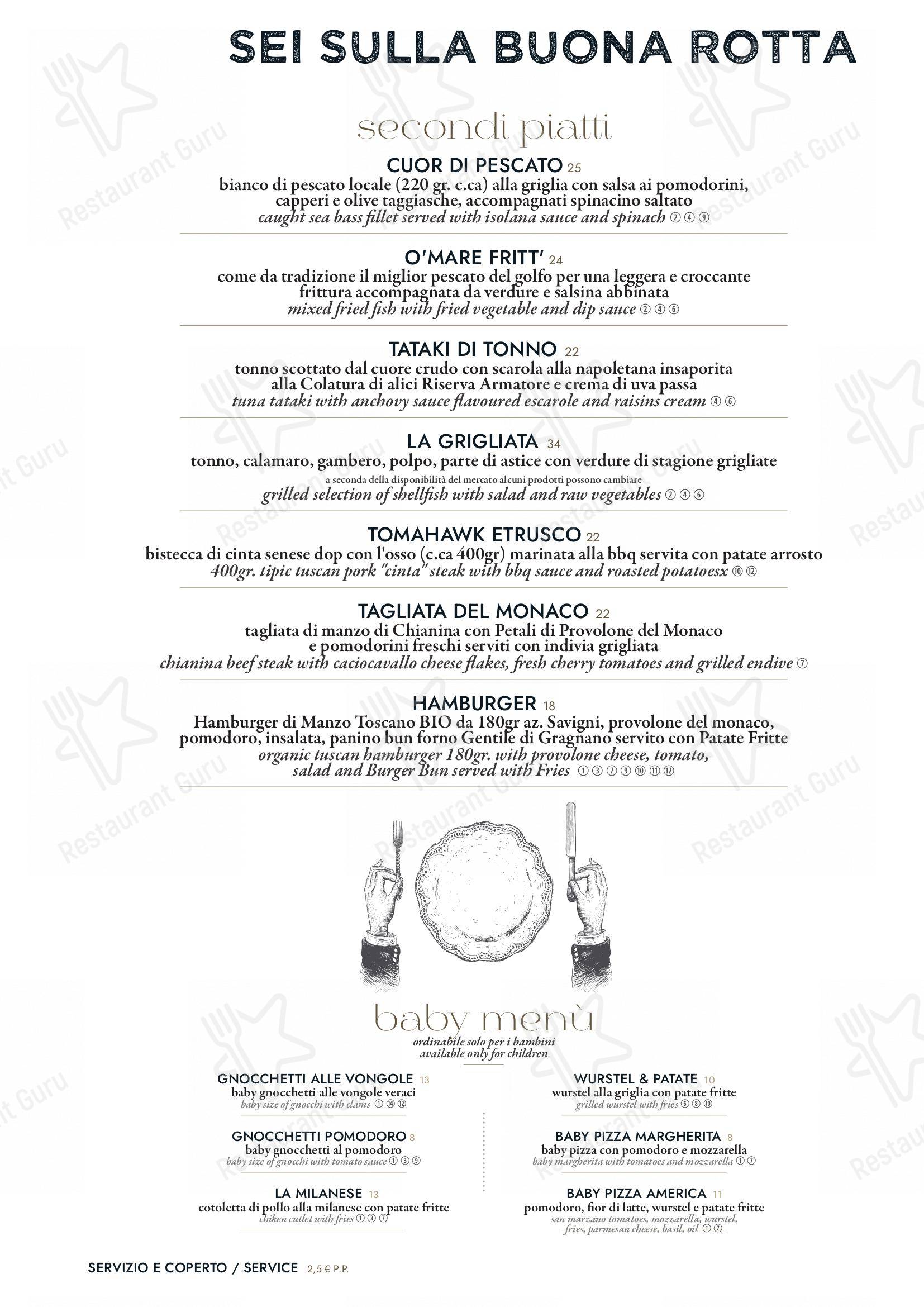 Menu da CASTY ristorante, Castiglione della Pescaia