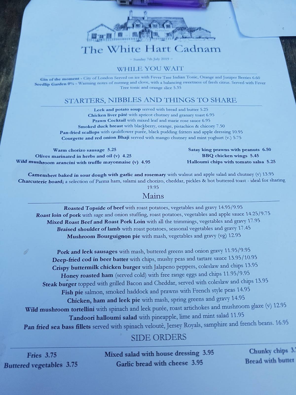 Menu at The White Hart pub & bar, Copythorne