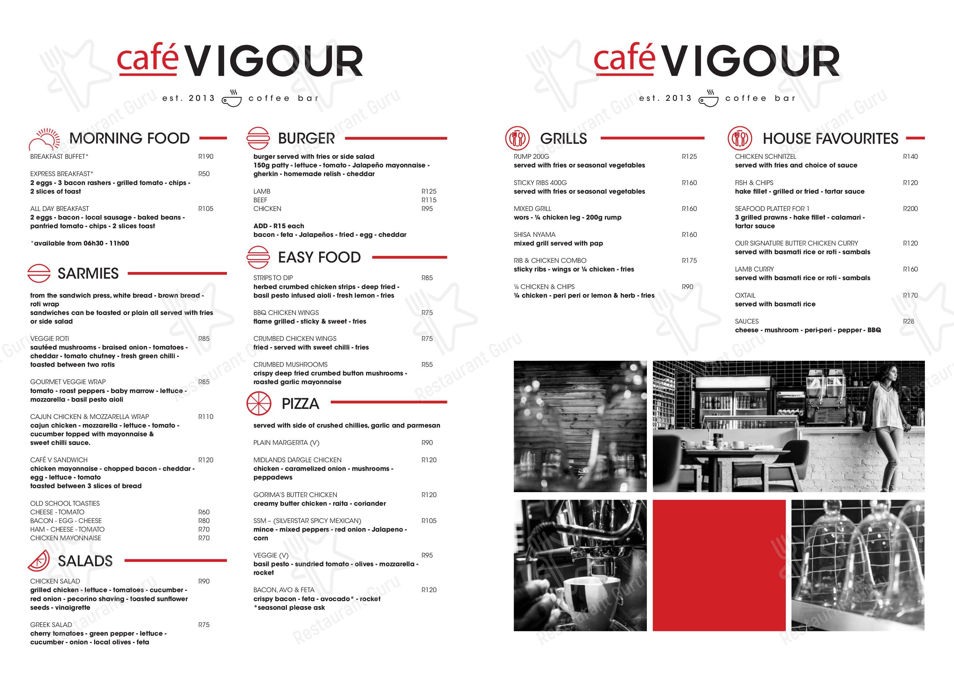 Menu at Café Vigour Silverstar cafe, Krugersdorp, Silverstar Casino
