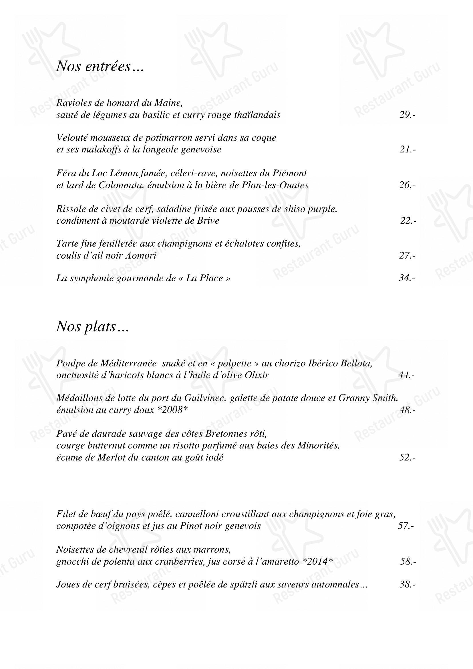 Menu da Café de la Place, Plan-les-Ouates, Rte de Saint-Julien 143