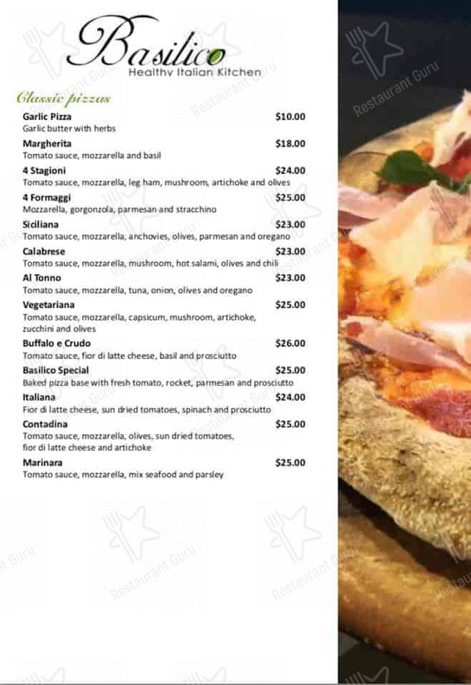 Menu at Basilico Cafe, Prospect