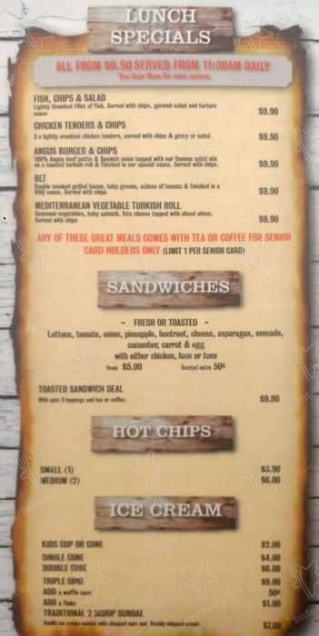 Menu at Bikini Beach Cafe, Redcliffe