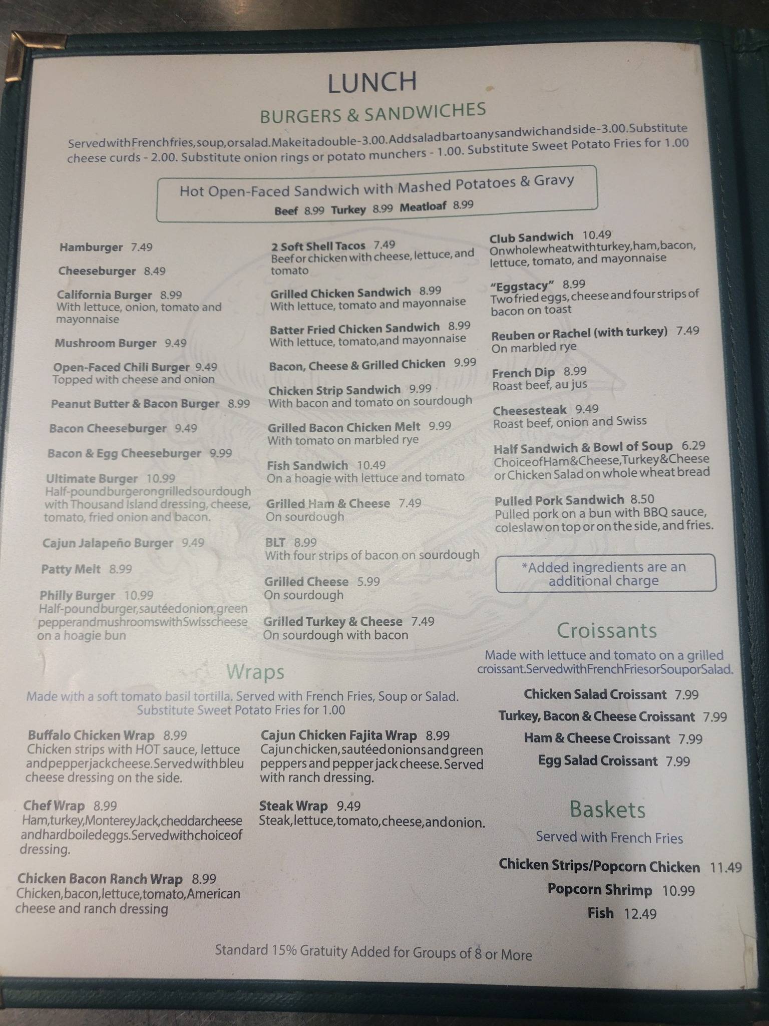 Menu at Blue Collar Cafe, Eyota