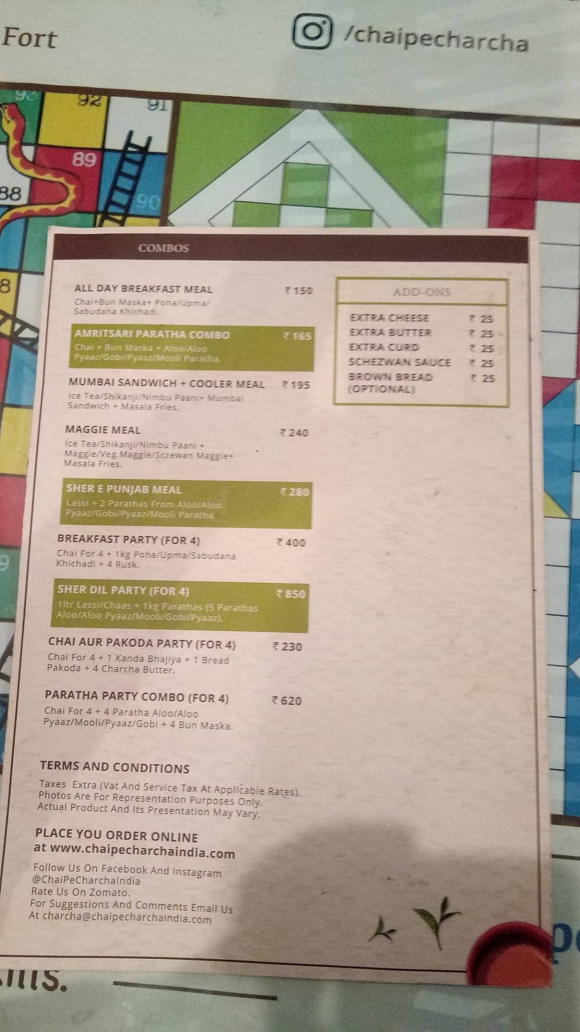 Menu at CHAI PE CHARCHA, Mumbai, 1ST FLOOR