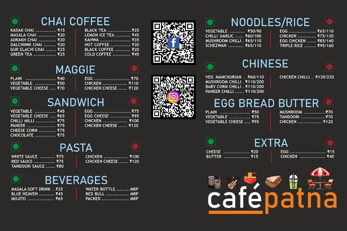 Menu at Cafe Patna, Patna