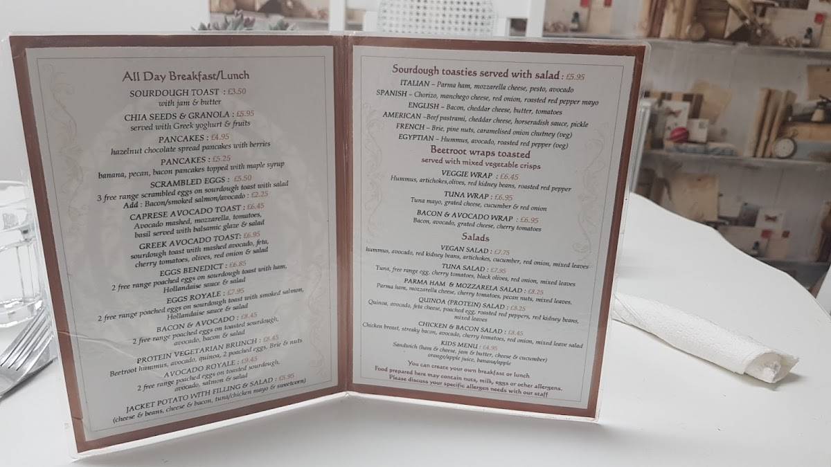 Menu at Chateau Cafe Hoddesdon, Hoddesdon