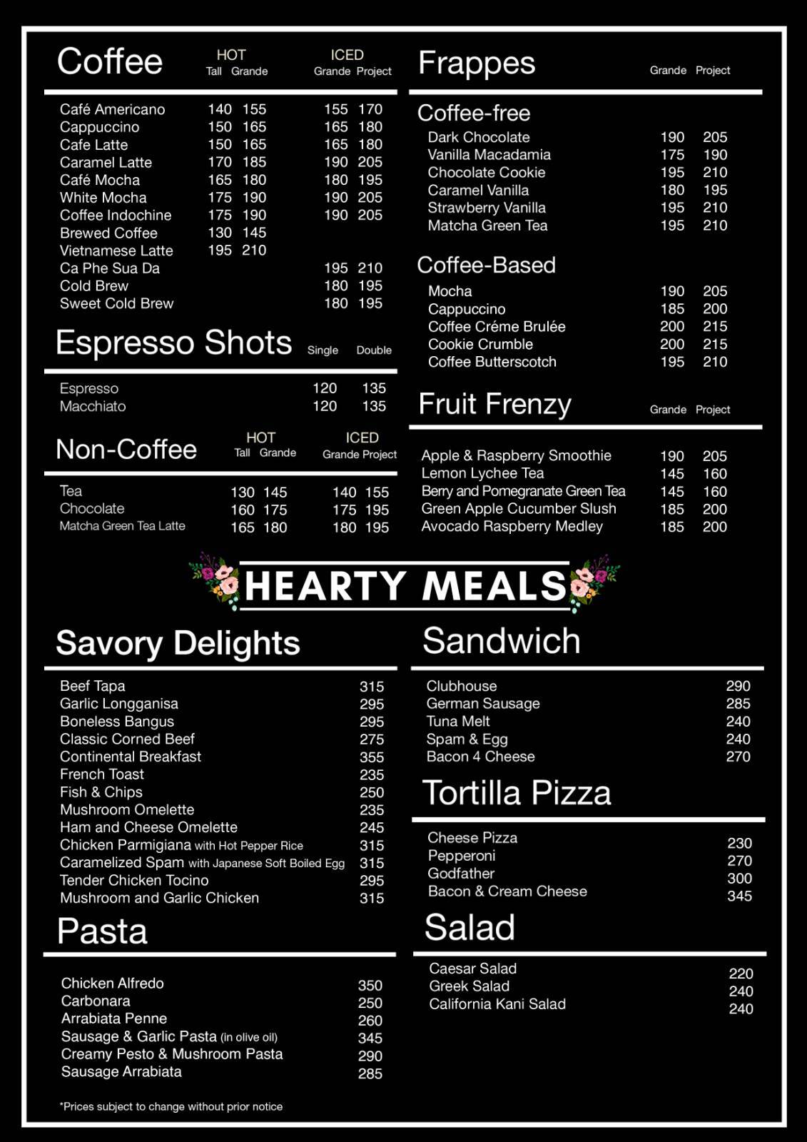 Menu at Coffee Project Spark Place cafe, Quezon City, P.TUAZON ST CNR ...