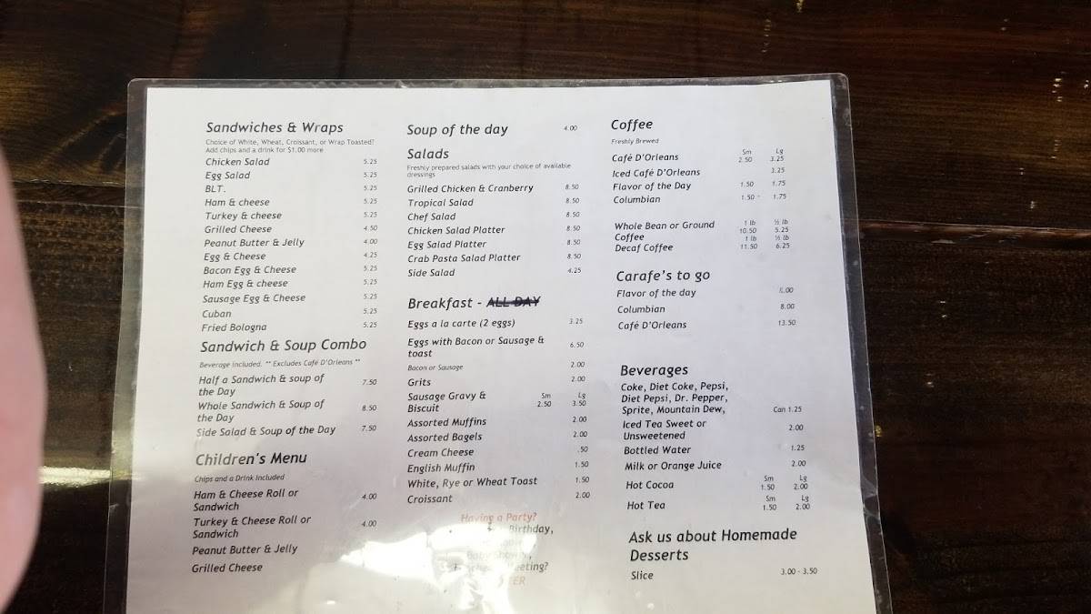 Menu at Common Grounds Coffee Shop cafe, Clewiston