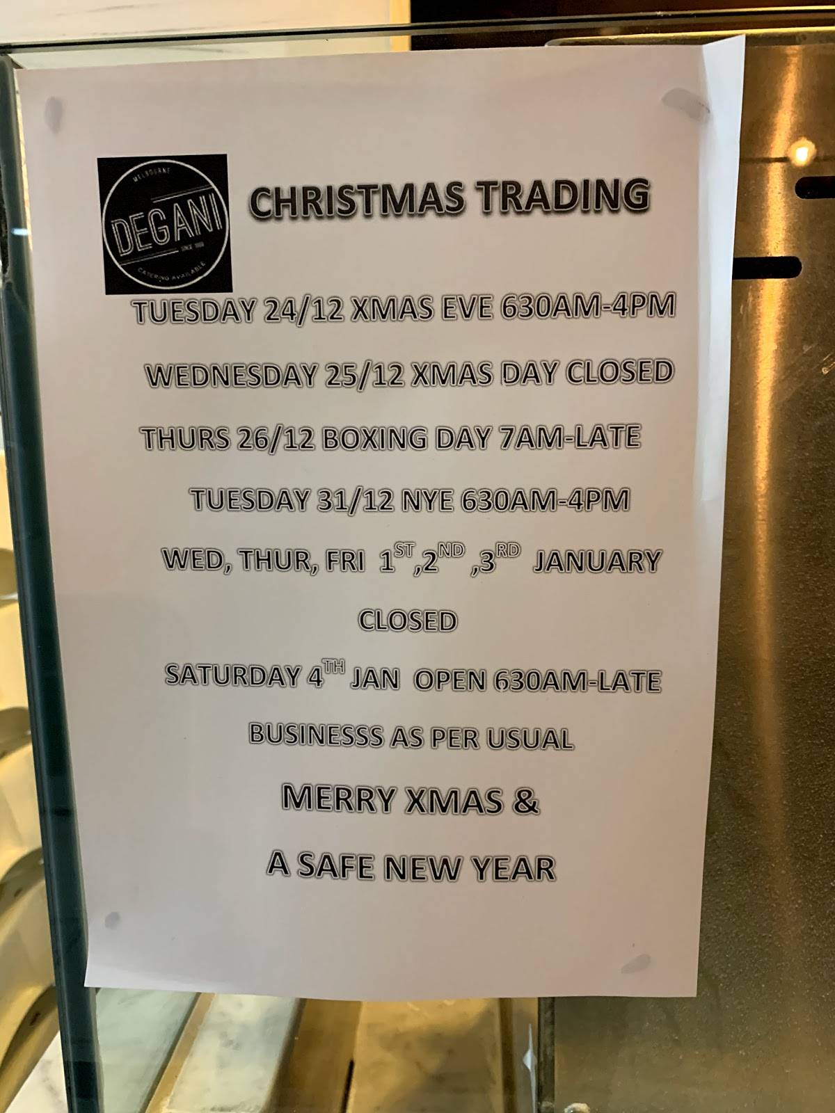 Menu at DEGANI NORTHCOTE cafe, Northcote, Shop T10/3 Breavington Way