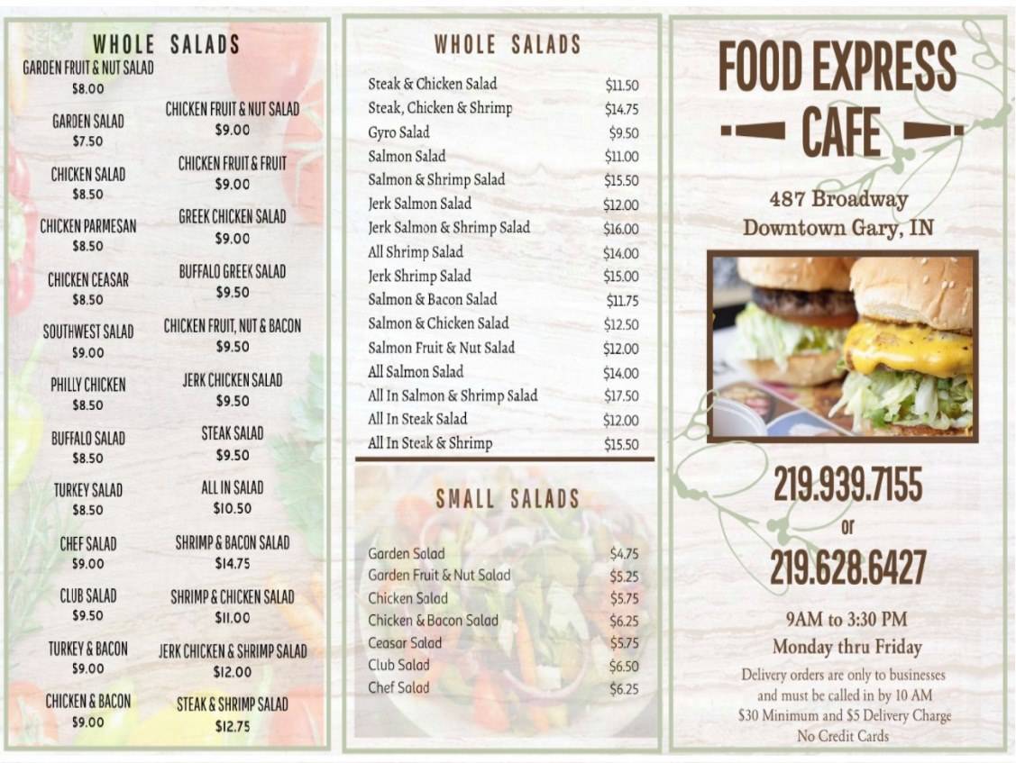 Menu at Food Express Cafe, Gary, 487 Broadway