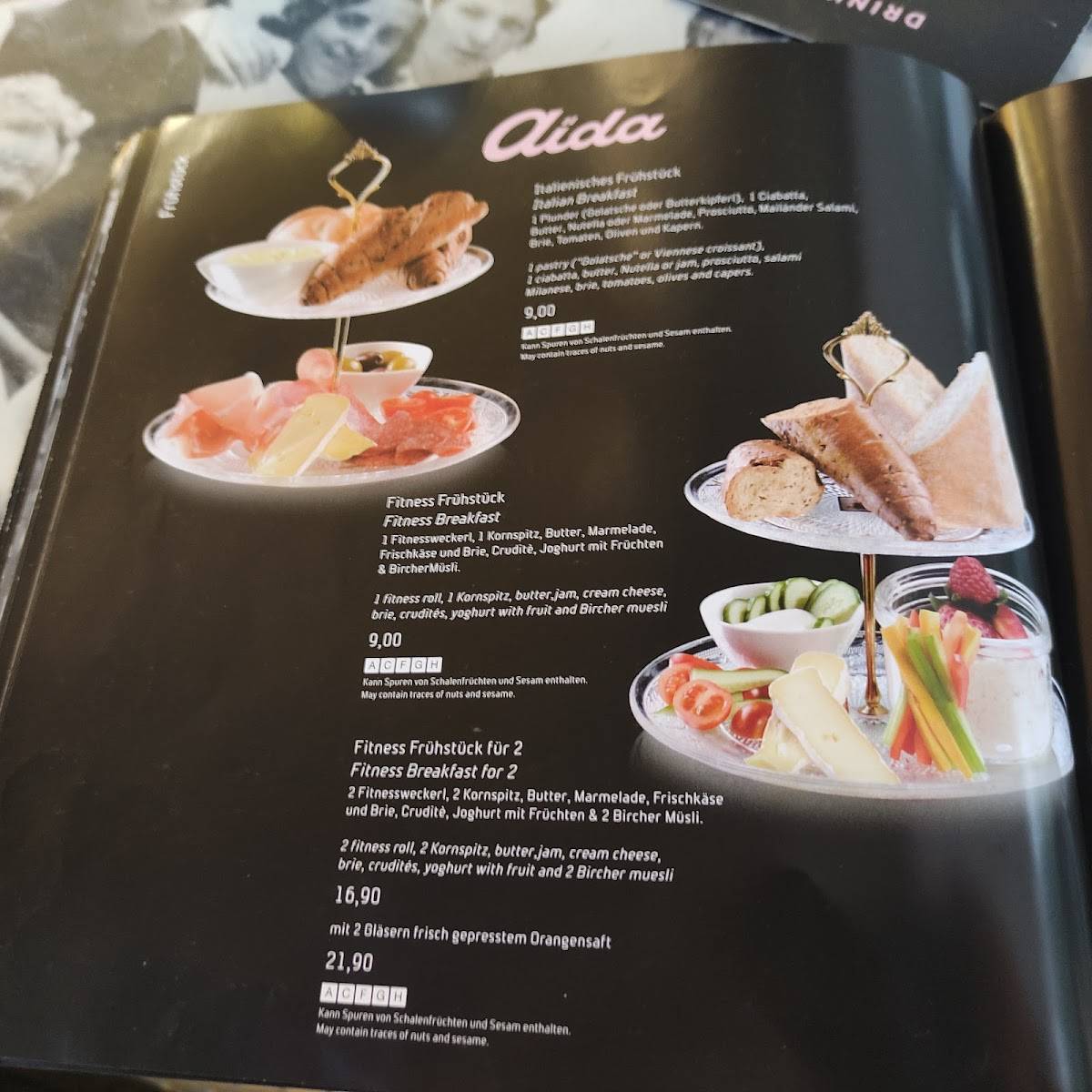 Speisekarte von Café-Konditorei Aida cafe, Wien, Opernring 7